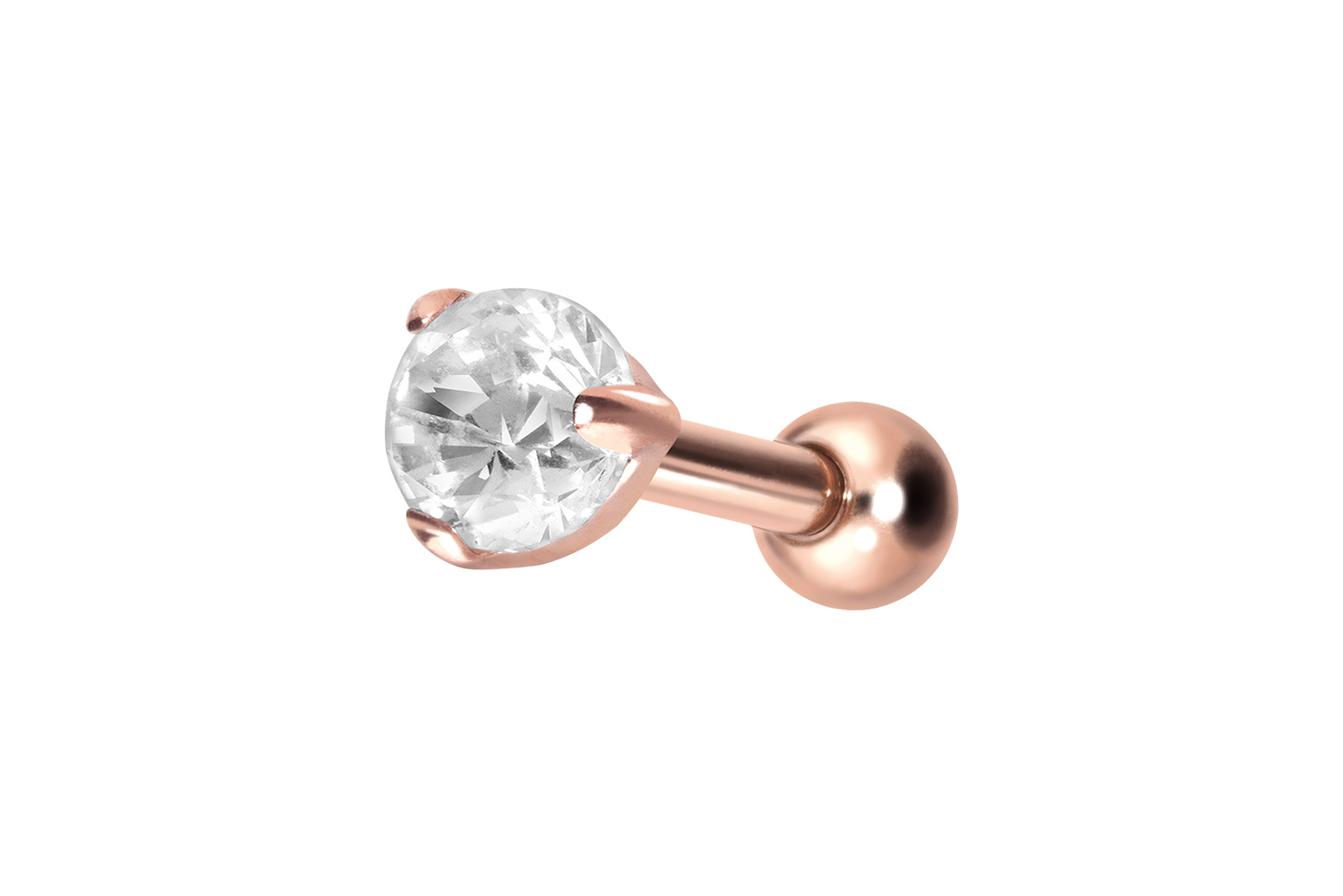 Titanium ear piercing with internal thread SETTED CRYSTAL